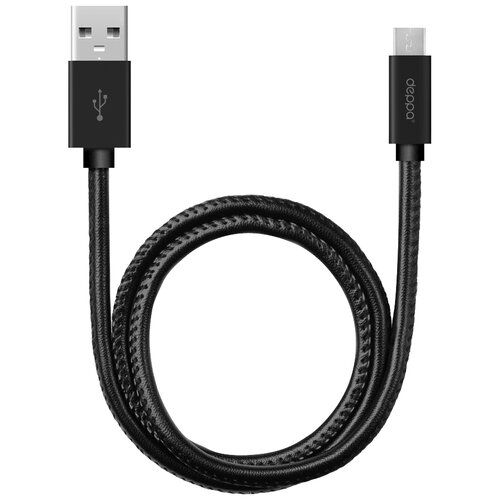 Кабель Deppa Leather USB - microUSB, 72268/72269, 1.2 м, черный
