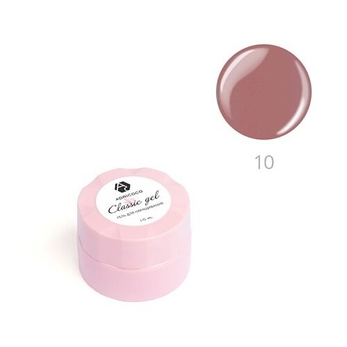 ADRICOCO гель Classic gel однофазный камуфлирующий для моделирования, 10 мл, №10 шоколадно-розовый