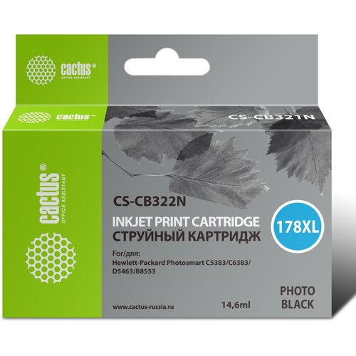 Картридж струйный Cactus CS-CB322NCS-CB322 178XL фото черный 14.6мл для HP PS B8553C5383C6383D5463
