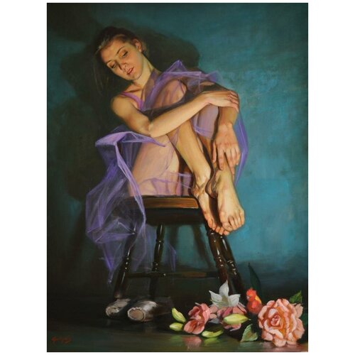 Постер / Плакат / Картина Балет - Балерина и цветы 60х90 см в раме