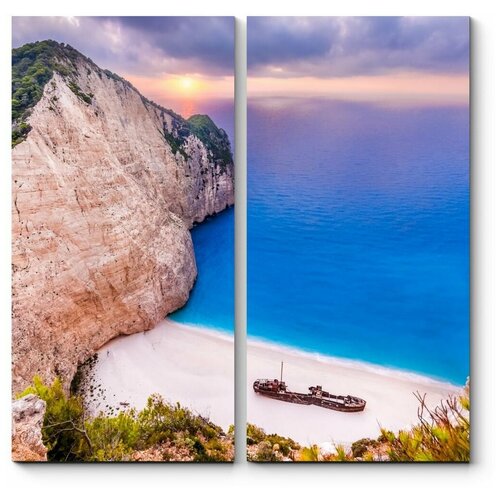 Модульная картина Закат на пляже Греции80x80