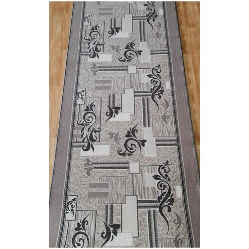 Ковровая дорожка на войлоке, Витебские ковры, с печатным рисунком, 1530, серая, 1*3.5 м
