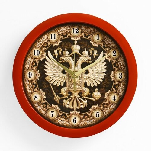 Соломон Часы "Герб" настенные, коричневый обод, 28х28 см
