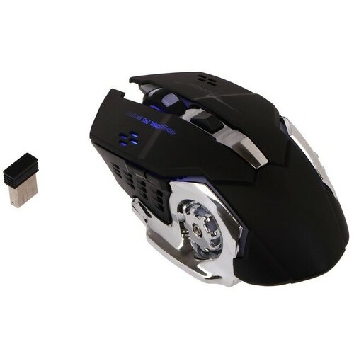 Мышь MB-2.7, игровая, беспроводная, оптическая, 800-2400 dpi, 500 мАч, подсветка, USB, черная 7963882
