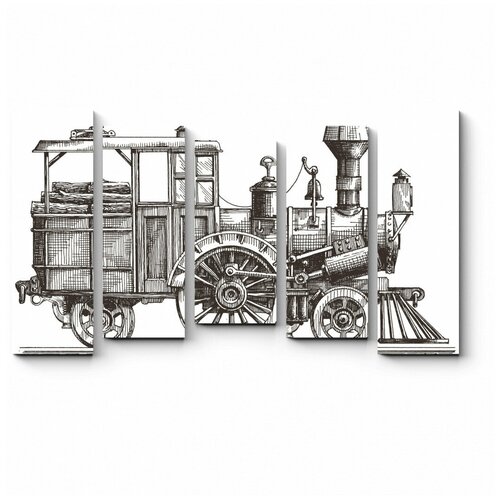 Модульная картина Старинный поезд 110x66