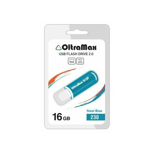 Флешка OltraMax 230 16 ГБ, 1 шт., steel blue