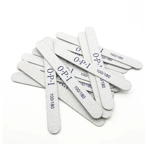 NailsProfi, Пилки для ногтей OPI прямые, 100/180 10 шт, набор пилок для маникюра