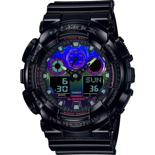 Наручные часы CASIO GA-100RGB-1A, голубой, черный