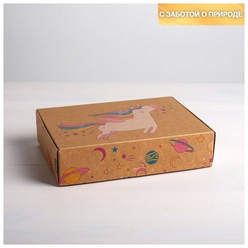 Коробка складная крафтовая «Единорог», 21 × 15 × 5 см .5 шт.