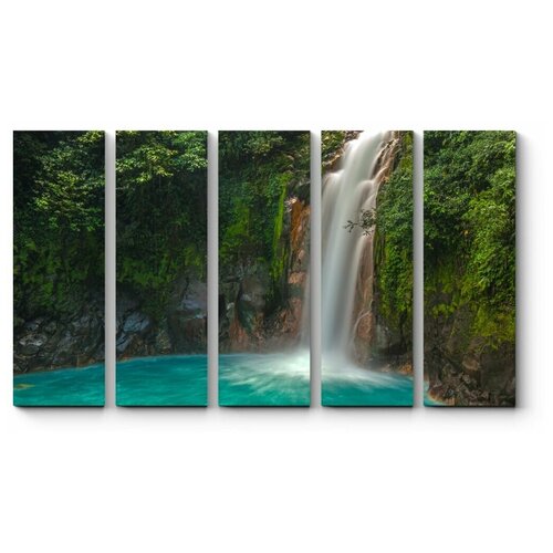 Модульная картина Лазурь вод затерянного водопада, Коста Рика140x84