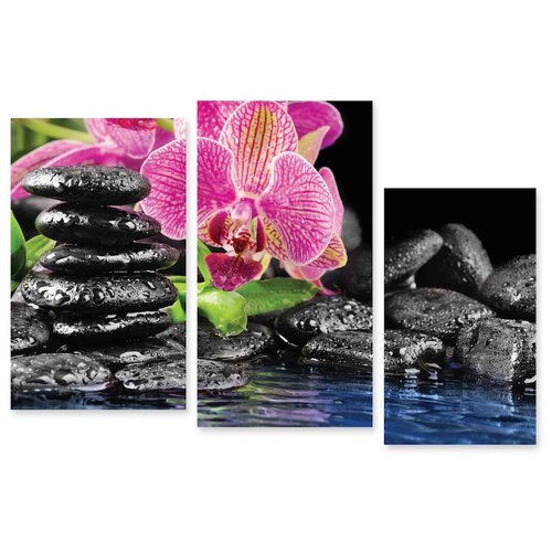Модульная картина на холсте "Камни и орхидея" 90x62 см