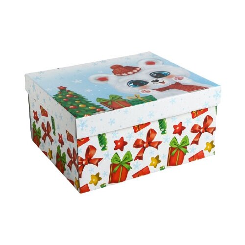 Коробка подарочная Дарите счастье Радости и веселья, 31.2×25.6×16.1 см, белый, красный