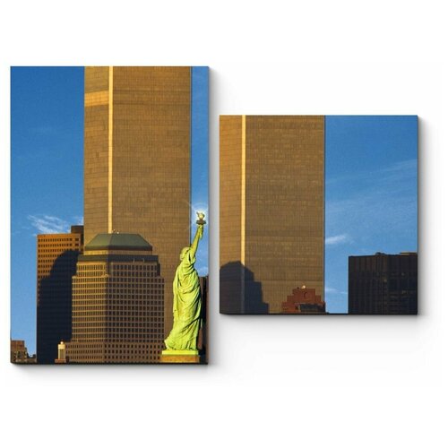 Модульная картина Всемирный торговый центр за Статуей Свободы130x98