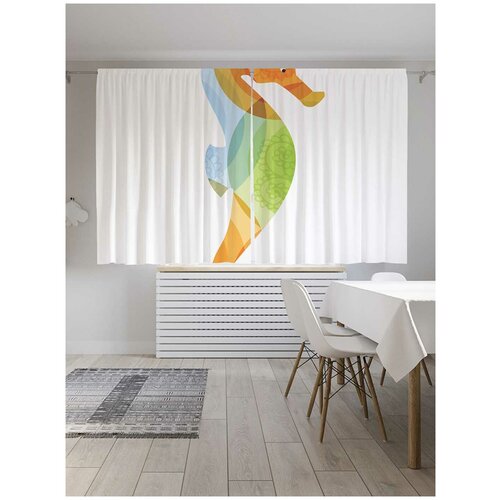 Классические шторы JoyArty "Красочный морской конек", серия Oxford DeLux, 2 полотна 145x180 см