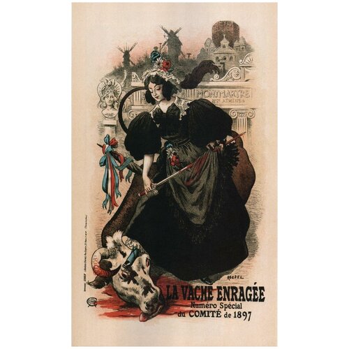 Постер / Плакат / Картина Рекламный плакат - Журнал La Vache Enragee 60х90 см в раме