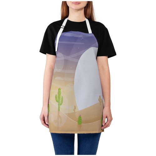 Фартук кухонный JoyArty "Пустыня с кактусами", универсальный размер для женщин и мужчин
