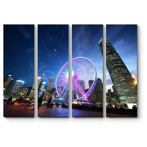 Модульная картина Сверкающее колесо обозрения, Гонконг 80x60