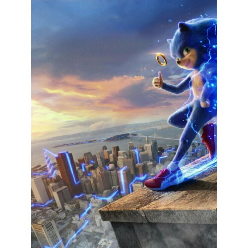 Плакат, постер на бумаге Sonic the Hedgehog/Соник в кино/игровые/игра/компьютерные герои персонажи. Размер 30 х 42 см