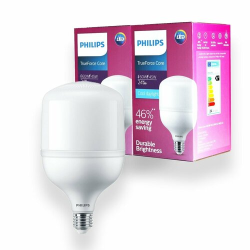 Лампочка светодиодная Philips 24Вт Е27 холодный свет, бочонок 6500К TForce Core HB 865 24W E27, 3200лм (комплект 2шт)