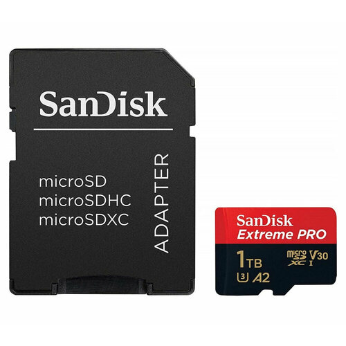 Карта памяти SANDISK Extreme Pro 1Tb micro SDXC UHS-I U3 V30 A2 + ADP (200/140 MB/s) SDSQXCD-1T00-GN6MA