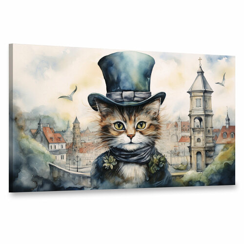 Интерьерная картина 100х60 "Кот и его стиль"