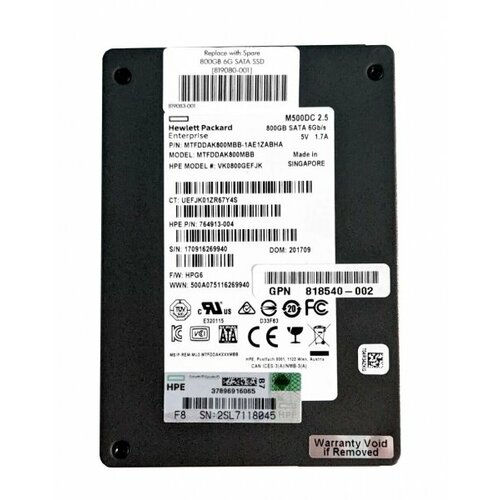 Жесткий диск HP 798338-001 800Gb SATAIII 2,5" SSD