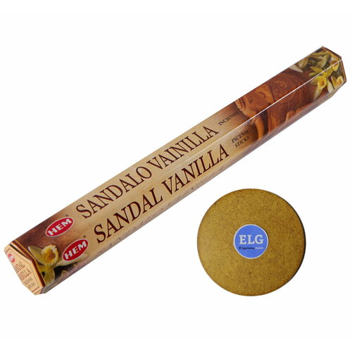 Благовония HEM Сандал Ваниль (Sandal-Vanilla) + подставка ELG