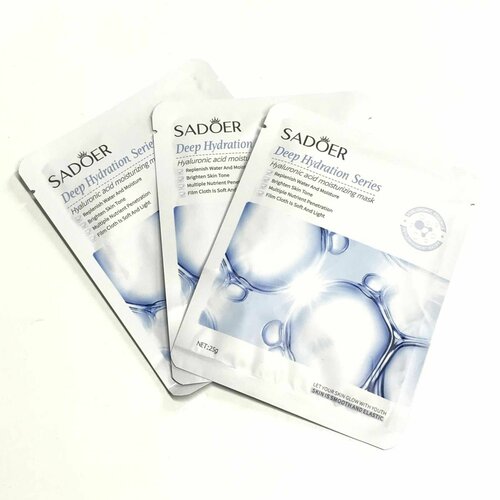 Маска для лица SADOER, с гиалуроновой кислотой, увлажняющая №15, 25 г, 3 шт в 1 упаковке