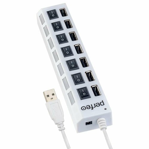 Perfeo, Кабель-переходник (адаптер), USB-HUB 7 Port, (PF-H036 White) белый