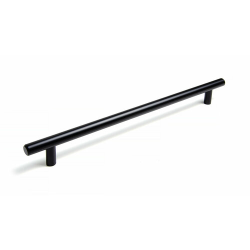 Мебельная ручка - рейлинг, длина 324 мм, межцентровое расстояние - 256 мм, диаметр 12 мм, цвет - BL - Матовый чёрный
