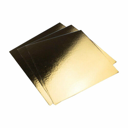 Подложка картонная 0,8мм квадратная золото 26х26см уп/10шт