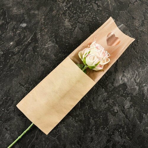 Пакет-конус для цветов, "Люблю", крафт, 14х40 см(10 шт.)