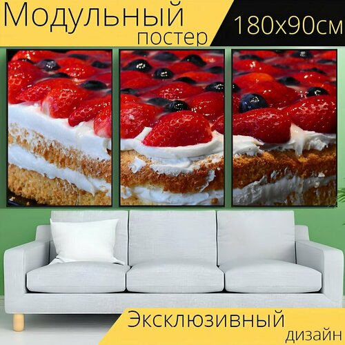 Модульный постер "Торты, еда, кормить" 180 x 90 см. для интерьера