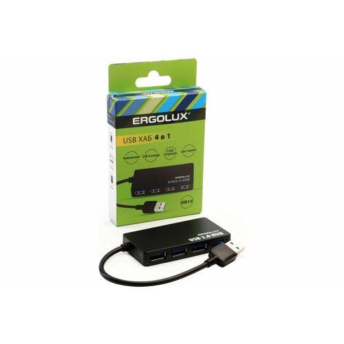 Разветвитель usb-4usb Ergolux Elx-slp01-c02 2а, черный, коробка 15109