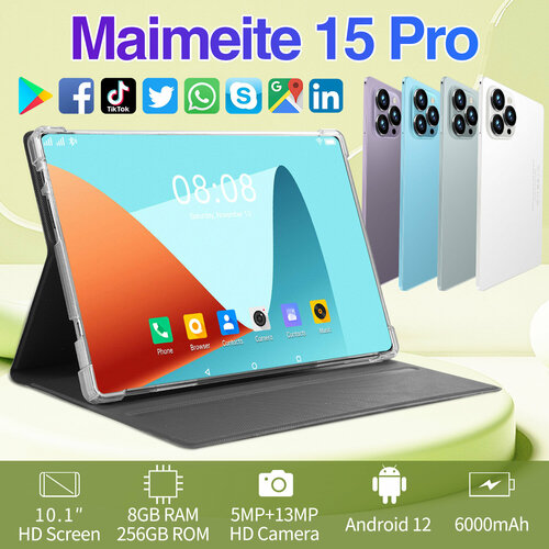 Maimeite 15 Pro планшет, 2024 дюймов, Android 12,6000 мАч,8 ГБ + 256 ТБ