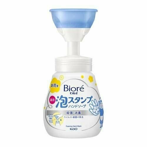 KAO Biore U Foaming Stamp Hand Soap Flower Антибактериальное мыло-пенка для рук, с дозатором в форме цветка, для всей семьи, с легким цитрусовым ароматом, 240 мл