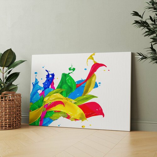 Картина на холсте (брызги краски разлитые цветные) 80x100 см/для интерьера/в комнату/на стену/в подарок