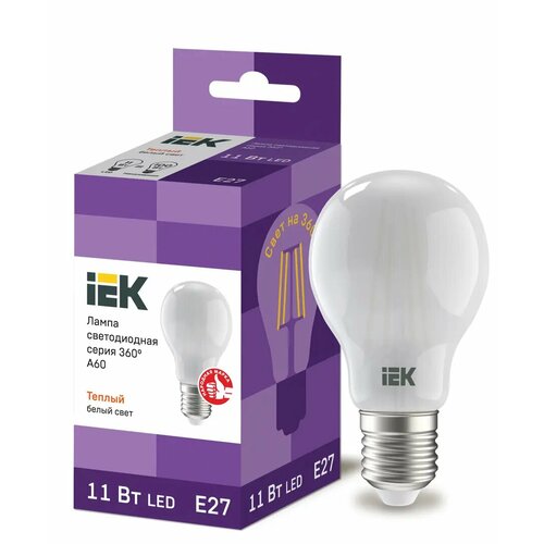 Лампа светодиодная IEK E27 175-250 В 11 Вт груша матовая 1265 лм теплый белый свет