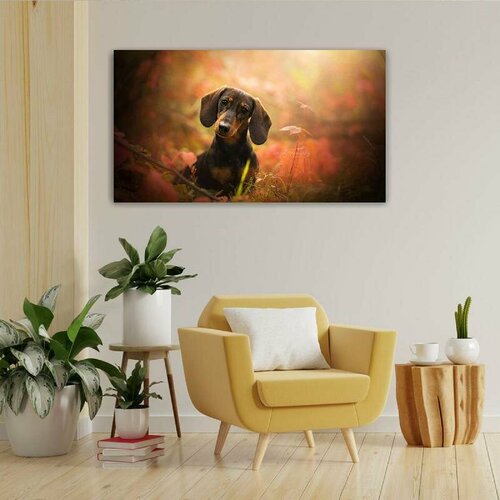 Картина на холсте 60x110 LinxOne "Животные осень собаки" интерьерная для дома / на стену / на кухню / с подрамником
