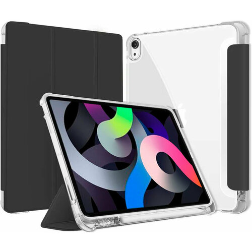 Чехол для планшета Apple iPad Air 5 10.9 (2022) / iPad Air 4 (2020), с отделением для стилуса, из мягкого силикона, усиленные углы (черный)