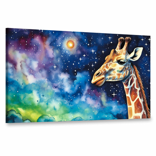 Интерьерная картина 100х60 "Жираф и звездное небо"