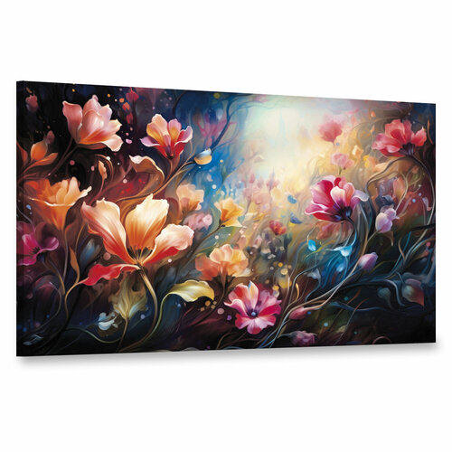 Интерьерная картина 100х60 "Танцующие цветы"