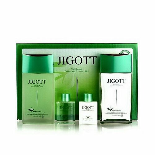 Набор мужской для ухода за лицом JIGOTT Well-Being Green Тea Homme Skin Care 2 Set (150 мл*2 шт/30 мл*2 шт)