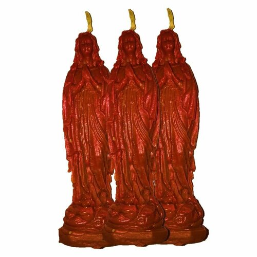 Свеча Богородица 13 см, красная с корицей и мускатом (3 шт)