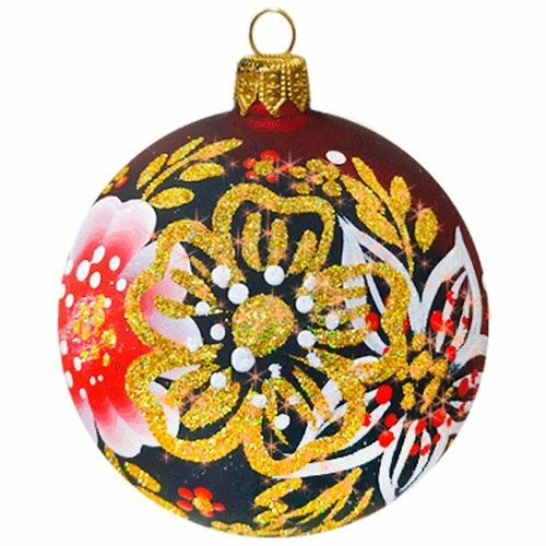 Шар елочный стеклянный Декарт декорированный Цветочная мозаика 8 см