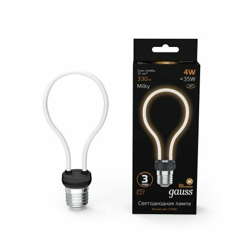 Светодиодная лампа Gauss Filament Artline А72 4W 330lm 2700К Е27 milky LED 1/10/100