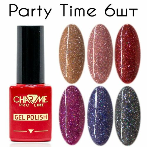 Charme Party time Набор светоотражающих гель-лаков 6шт (№2,4,6,8,10,12)