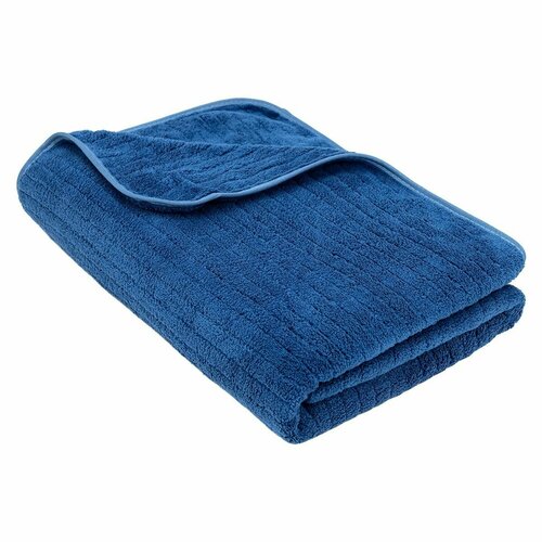 Банное полотенце Каскад L 70*140 микрофибра, темно-синий, для ванной, бани, спорта, легкое, быстросохнущее