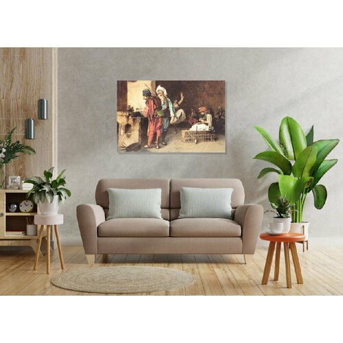 Картина на стену жан-леон жером Кафе в Каире (отливка пуль) / картина на холсте интерьерная / панно 60 х 40 см