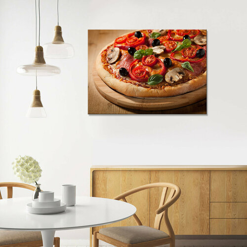 Картина/Картина на холсте для интерьера/Картина на стену/Картина для кухни/ - Пицца на доске 40х60